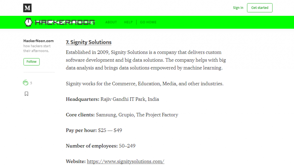 Signity Solutions Featured by Top Industry Leaders
