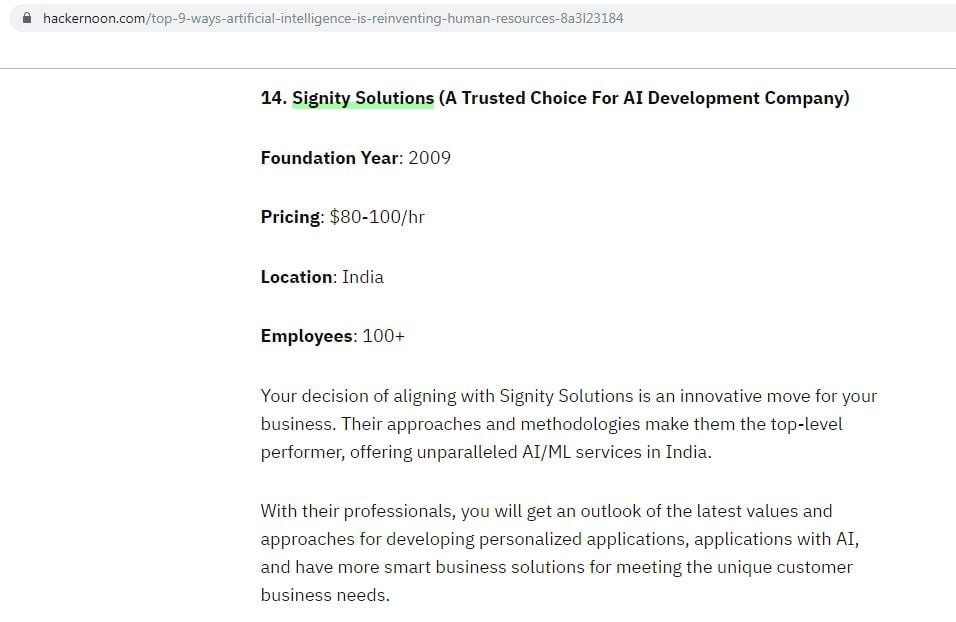 Signity Solutions Featured by Top Industry Leaders